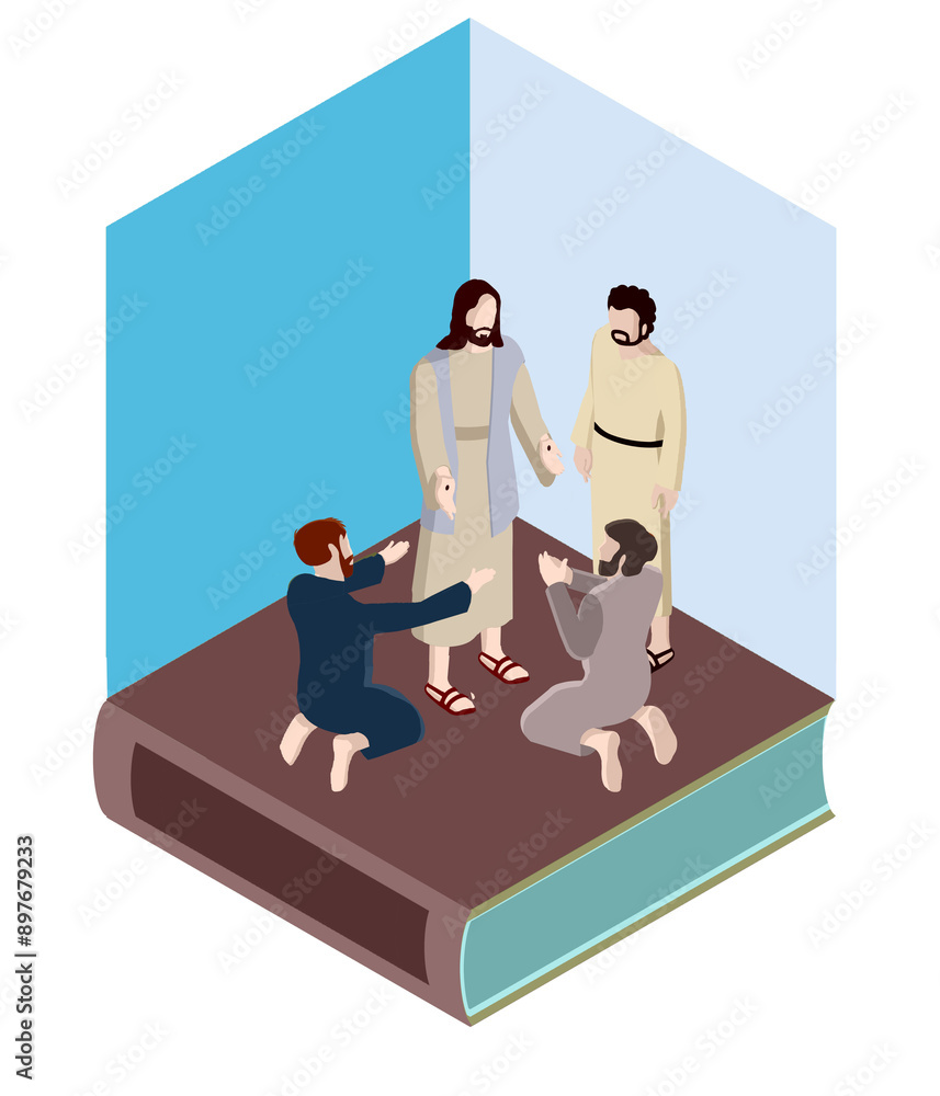 Jesus Christ life isometric illustration End Times Tribulation ...