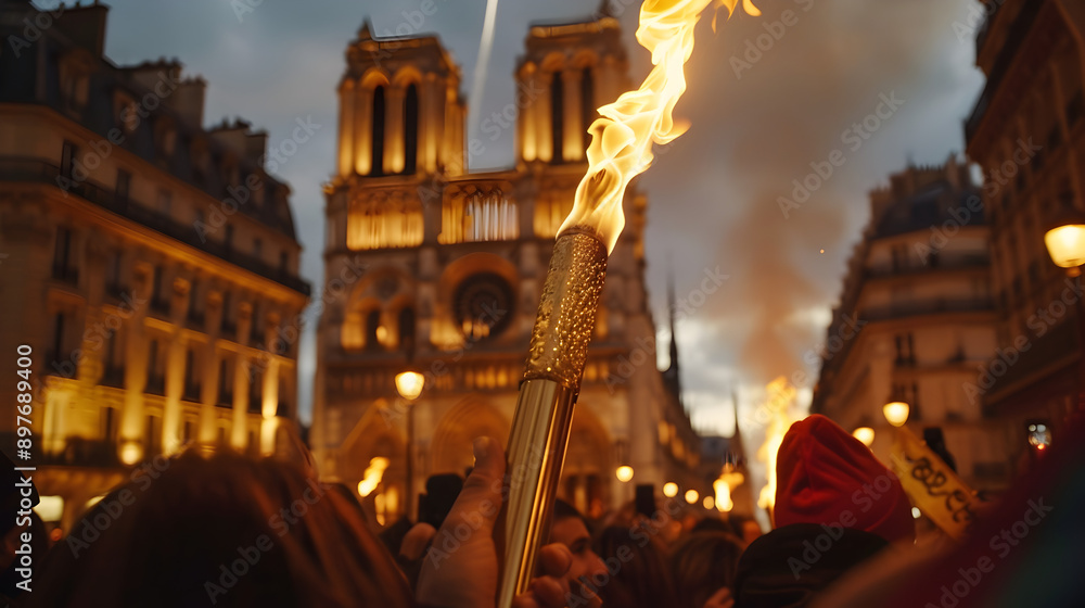 Olympic Torch Passing Through Paris Cathedrals: The torch relay passing ...