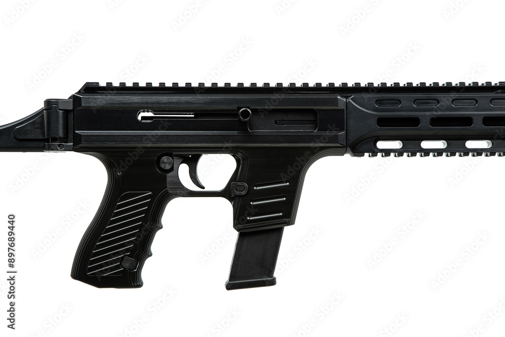 A modern automatic carbine chambered for 9mm pistol caliber. Weapons ...