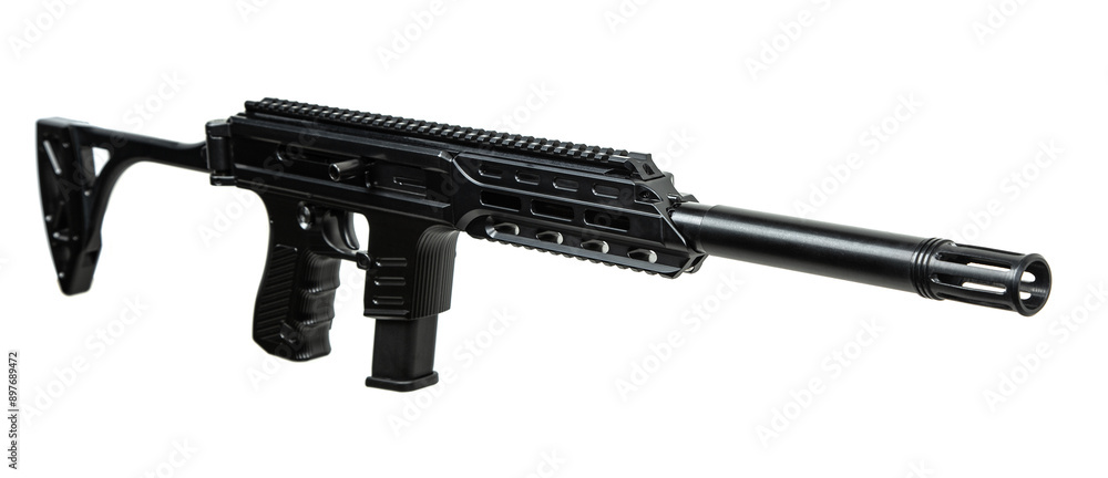 A modern automatic carbine chambered for 9mm pistol caliber. Weapons ...