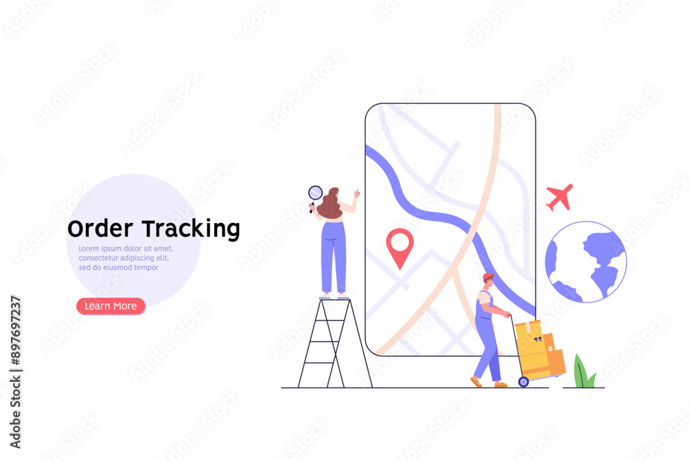 Concept of tracking delivery, order tracking, delivery service. Courier ...