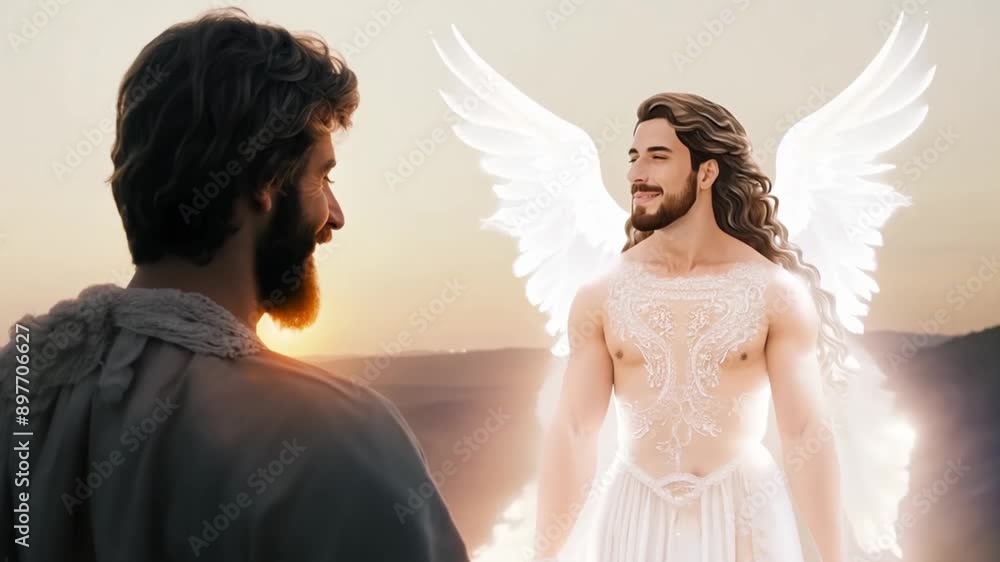 Jesus christ happy, an angel comes beside him offering comfort and ...