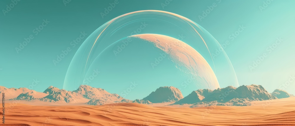 Desert Mirage Style Illusory Optical Effect concept illustrates a ...
