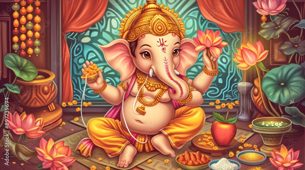 Prasad to elephant headed god Lord Ganesha on chaturthi with Pooja ...