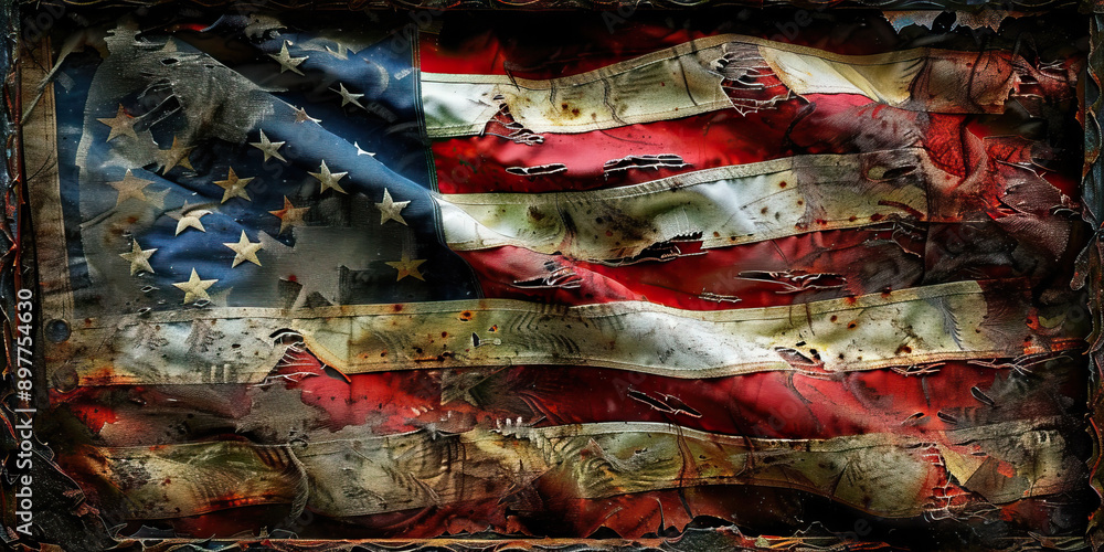 Fallen Star-Spangled Banner: An abandoned American flag, its tattered ...