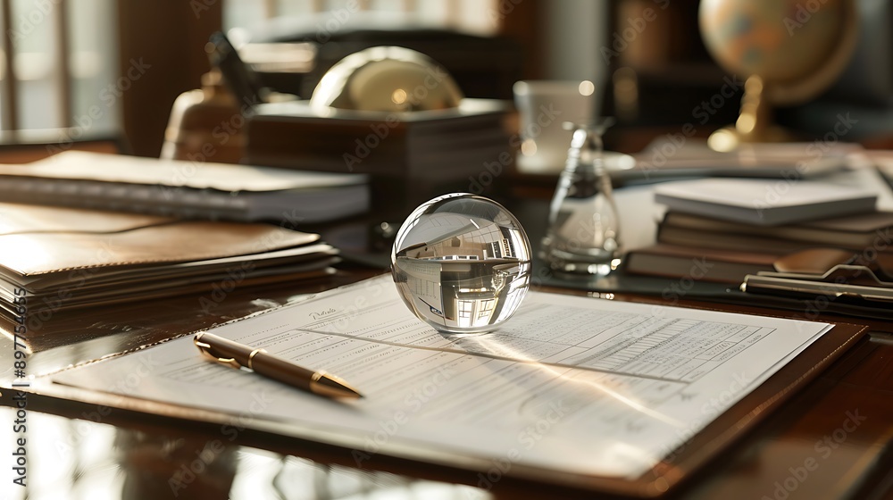 Detailed Close Up of a Classy Accounting Themed Paperweight Surrounded ...