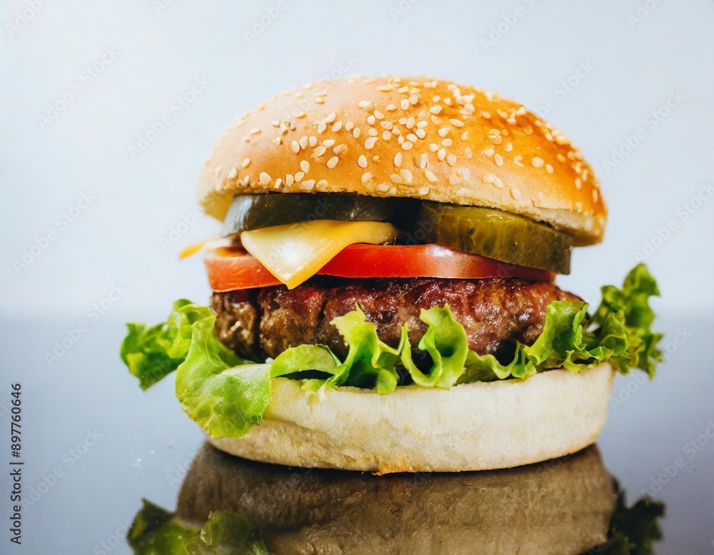 Perfect hamburger classic burger american cheeseburger isolated on ...