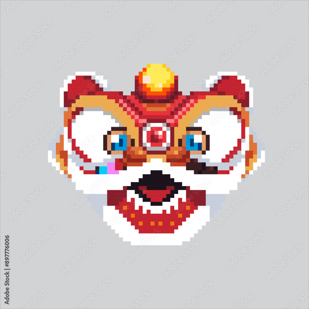 Pixel art illustration Lion Dance. Pixelated Lunar Lion. Lunar Lion ...