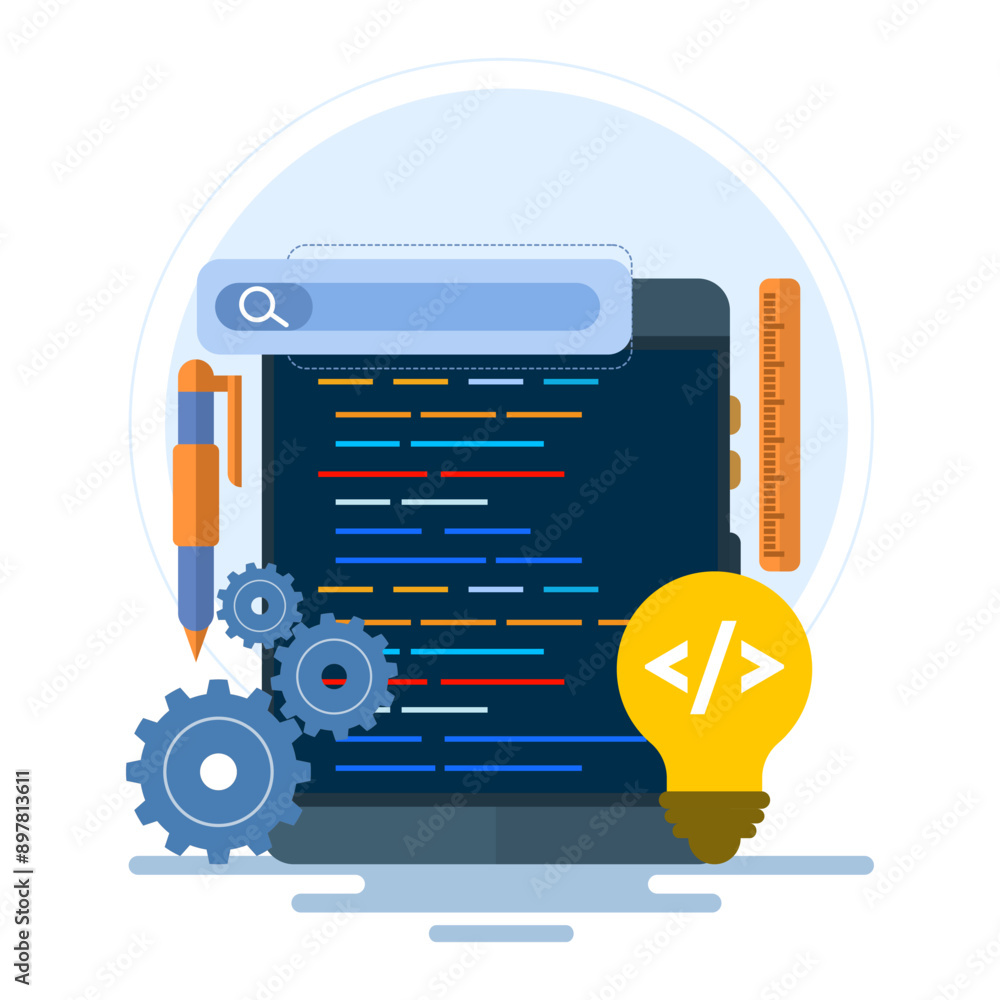 App development concept, mobile UI UX, web design, app design, coding ... App development concept, mobile UI UX, web design, app design, coding ...