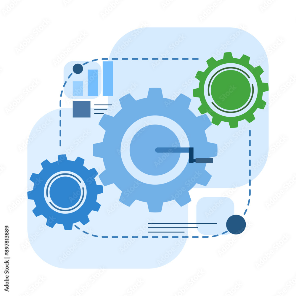 Business workflow concept, work process gears, Infographic elements, Chart with arrows and ...