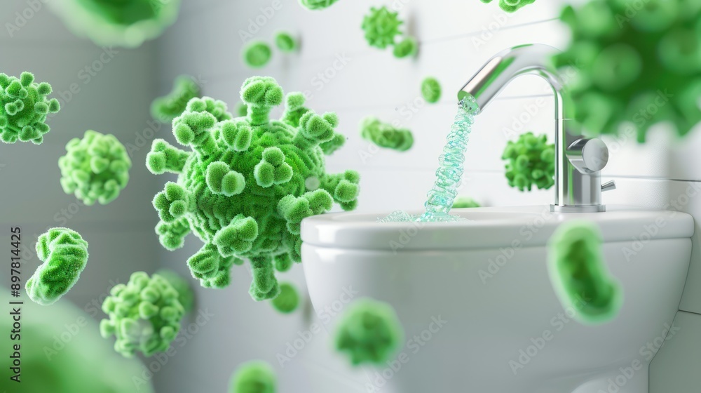 Microscopic View of Bacteria Infestation on Bathroom Water Faucets ...