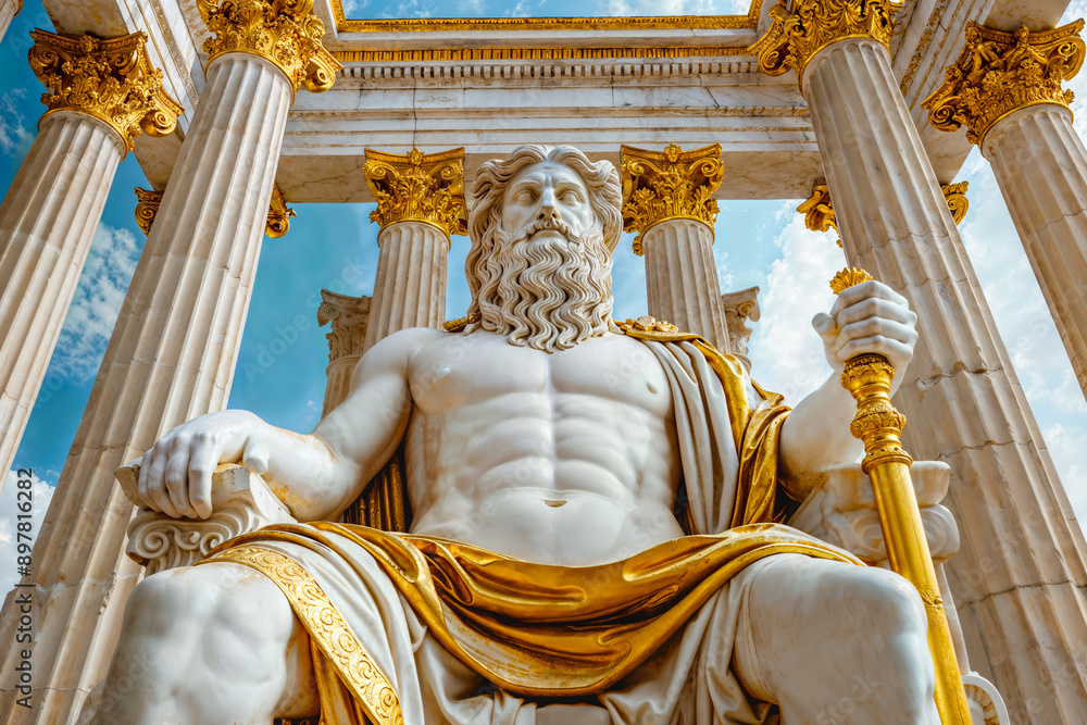 The Statue of Zeus at Olympia, Seven Wonders of the Ancient World Stock Illustration | Adobe Stock