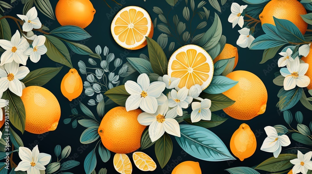 Vibrant Summer Citrus Fruits Wallpaper: Lush Green Leaves, Fresh ...