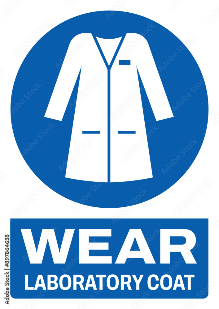ISO mandatory safety signs text variation_wear laboratory coat size a4 ...