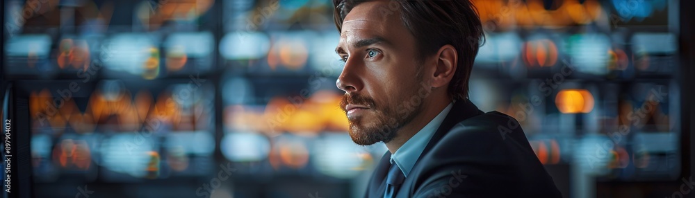 Business leaders in virtual reality environment for hierarchy planning ...