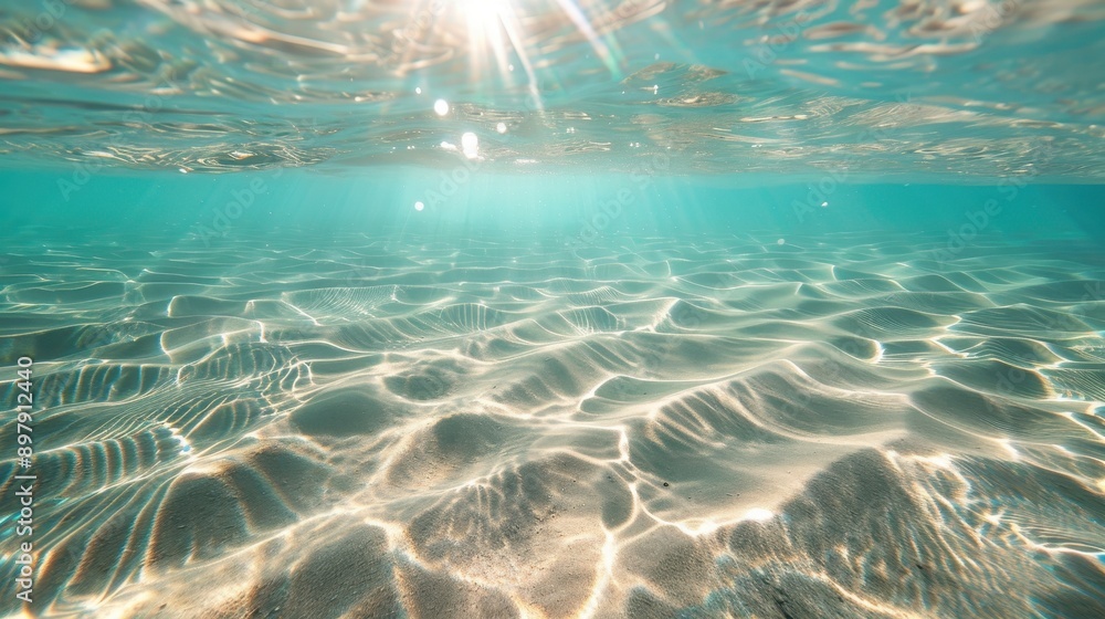 Beautiful underwater view capturing sun rays penetrating through the ...