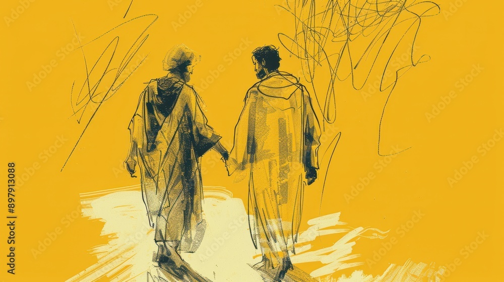 Genesis,Jacob Meets Esau:Minimalist Modern Sketch of Esau and Jacob ...