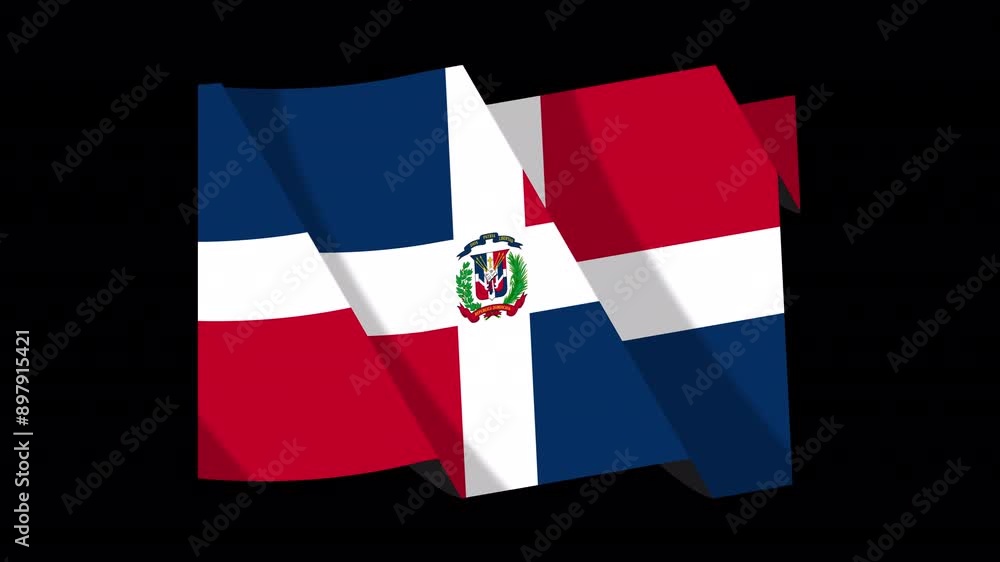 Looping animation of the Dominican Republic flag with alpha channel ...