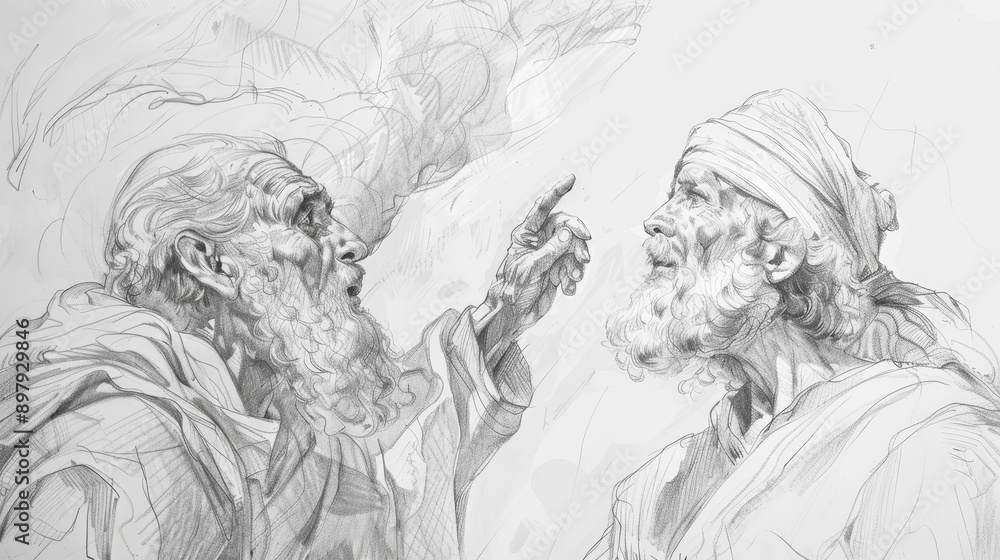 Genesis,Abraham and Abimelech:Minimalist sketch of God appearing to ...