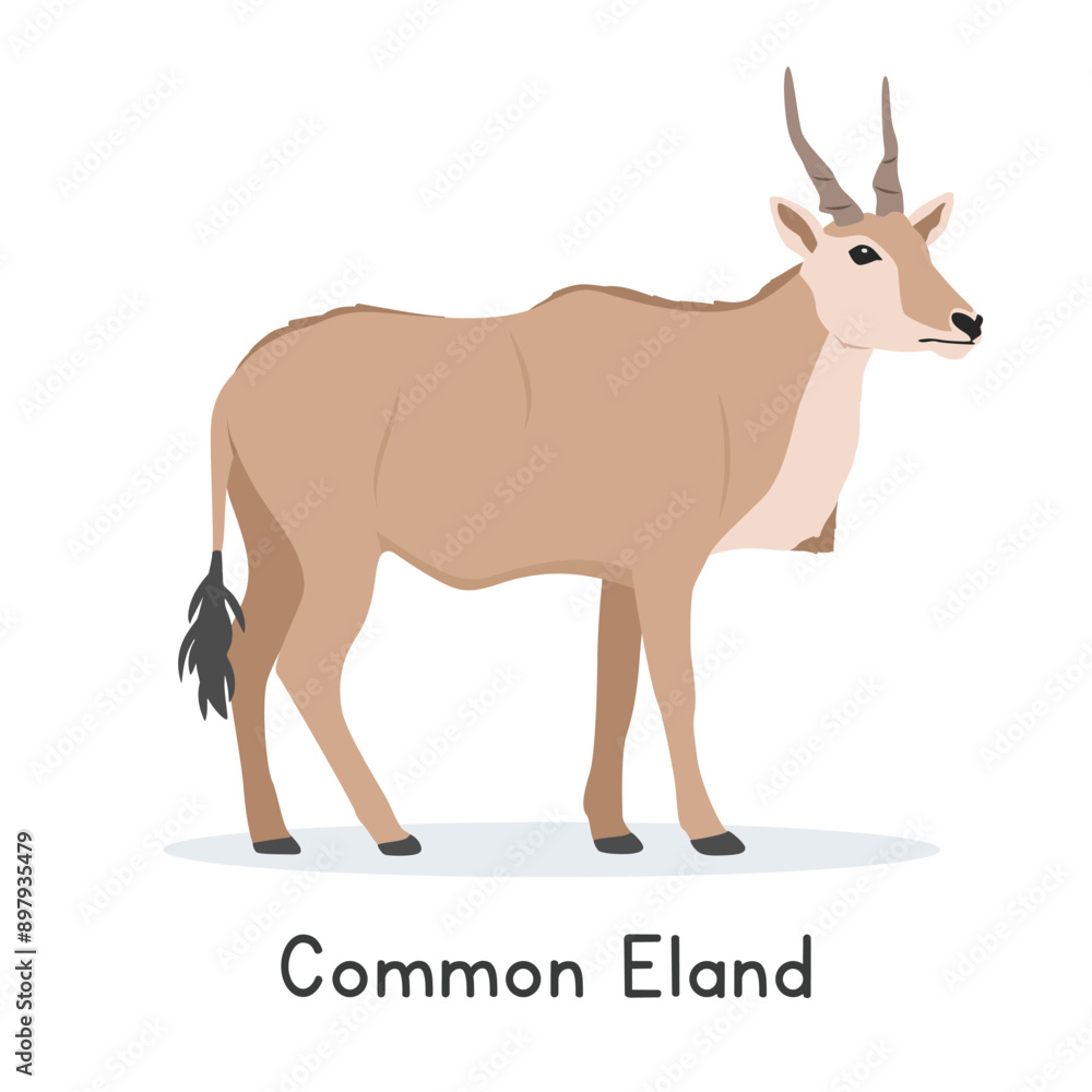Eland antelope vector illustration, cartoon clipart character, animal ...