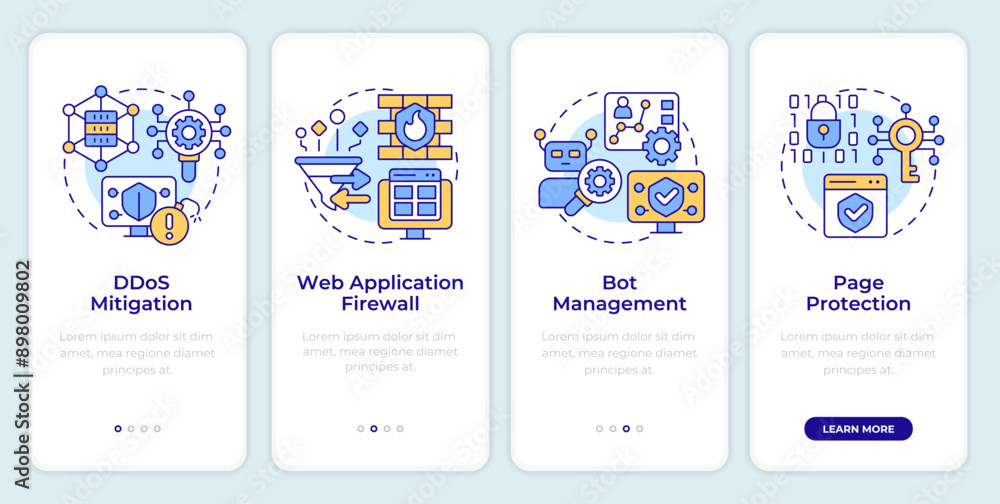 Application security solution onboarding mobile app screen. Walkthrough ...