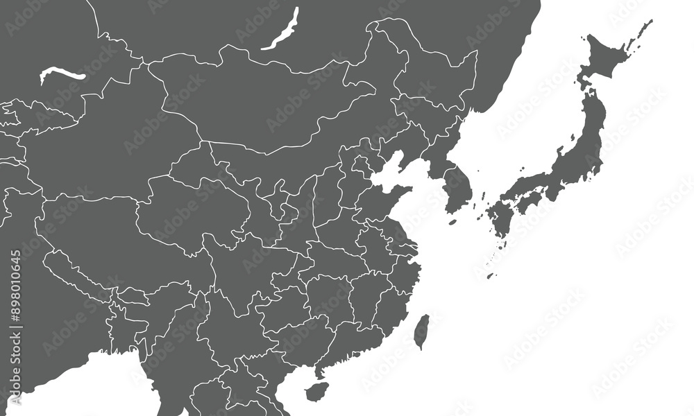 East Asia map isolated on white background.for website layouts ...