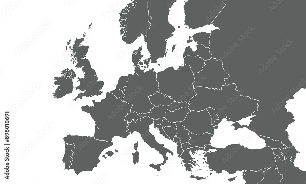 Political Map of Europe isolated on white background. for website ...