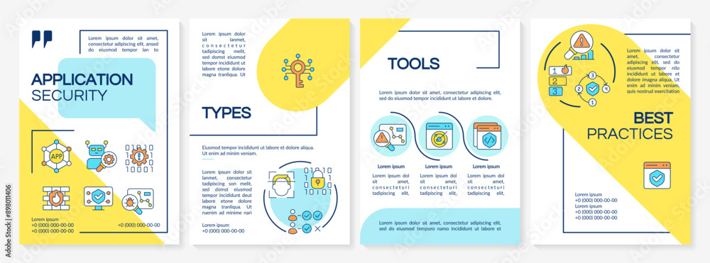 Application protection benefits blue and yellow brochure template ...