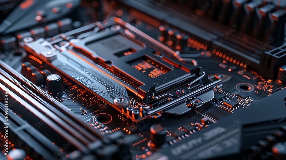 The compact NVMe SSD installed on a motherboard showcasing its sleek ...