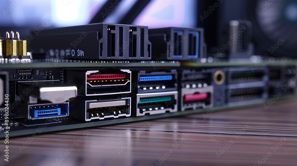 Rear I/O ports of a high end motherboard featuring USB HDMI Ethernet ...