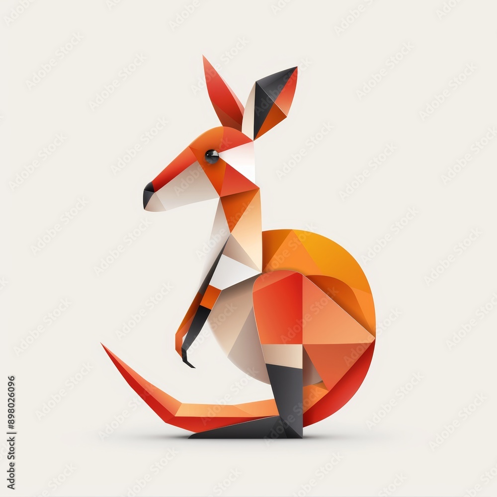 Geometric kangaroo illustration with vibrant colors, clean lines, and ...