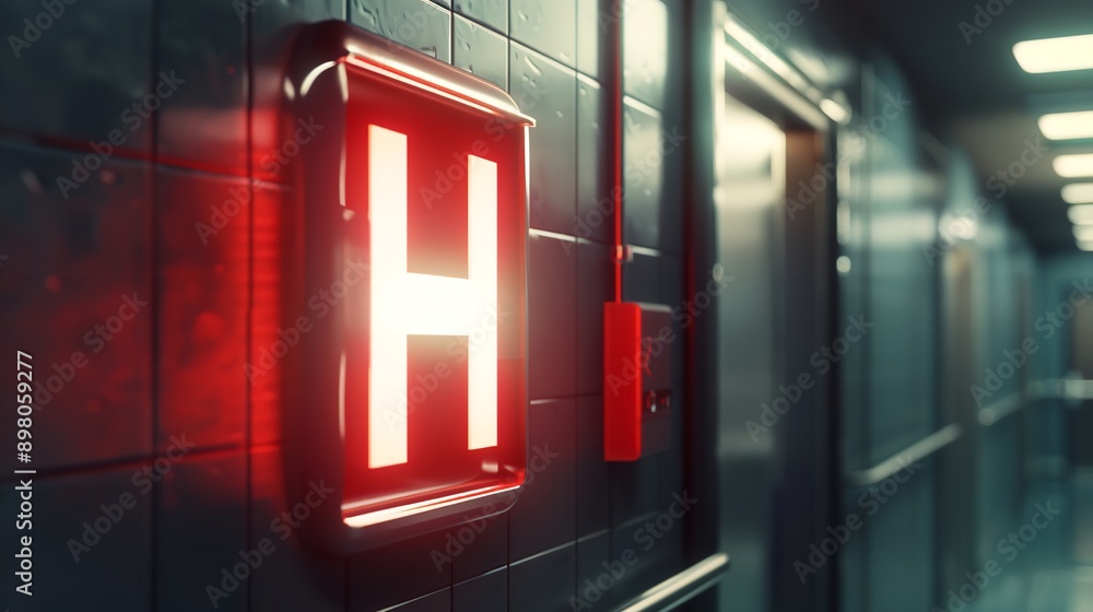 Direction Sign with Capital Letter H Logo for Hospital 8K, Background ...