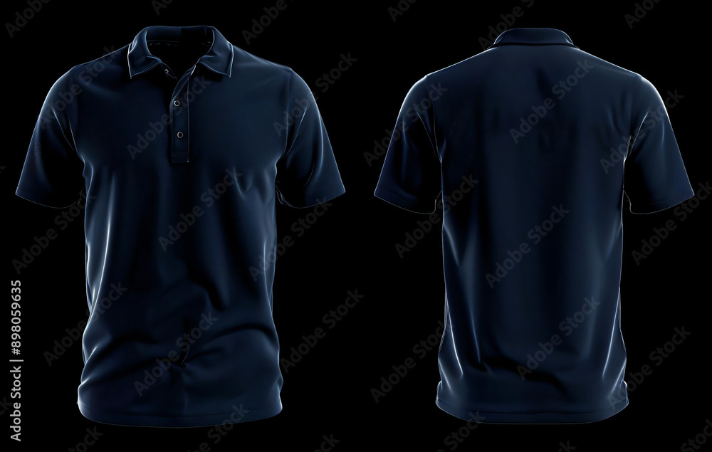 Navy Blue Polo Shirt Mockup - Front and Back View. Stock Photo | Adobe ...