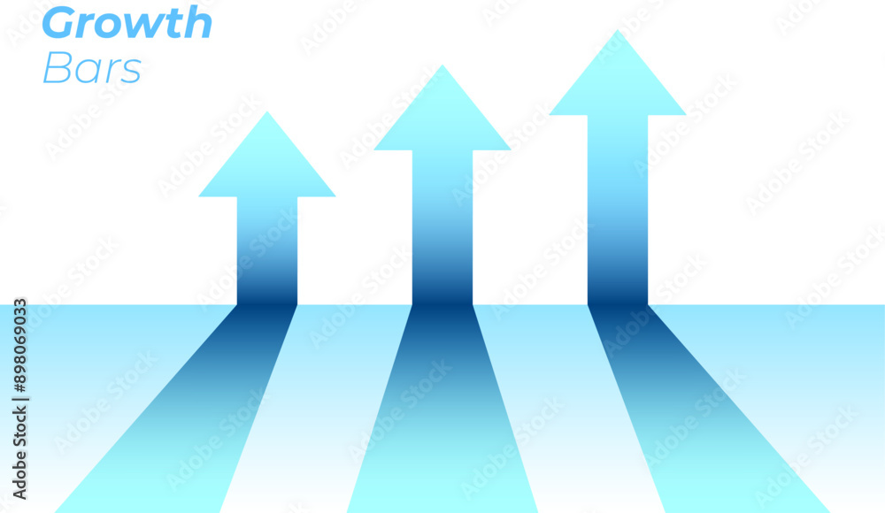 growth bars graph with arrows vectors showing an upward rise in ...