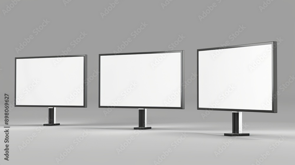 Billboard displays that are blank from the front and side. An ...