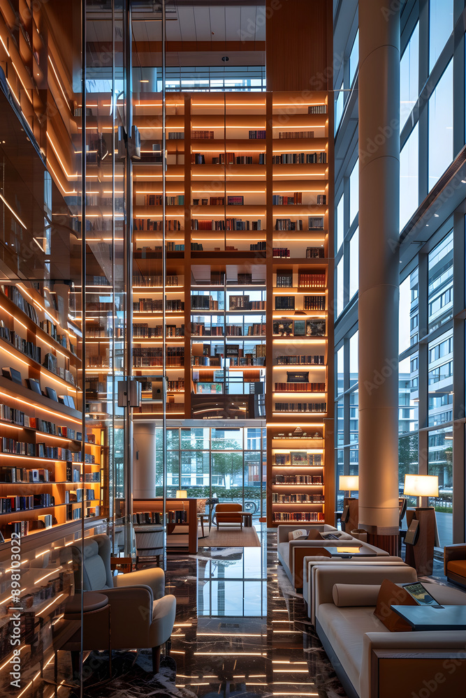 Modern Library with Natural Light and Cozy Reading Nooks for an ...