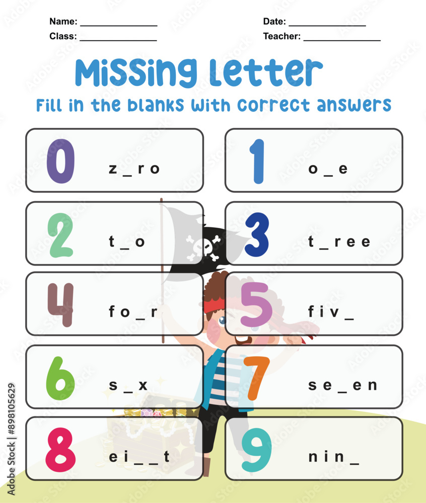 Write the missing letters about numbers. Missing letters worksheet ...