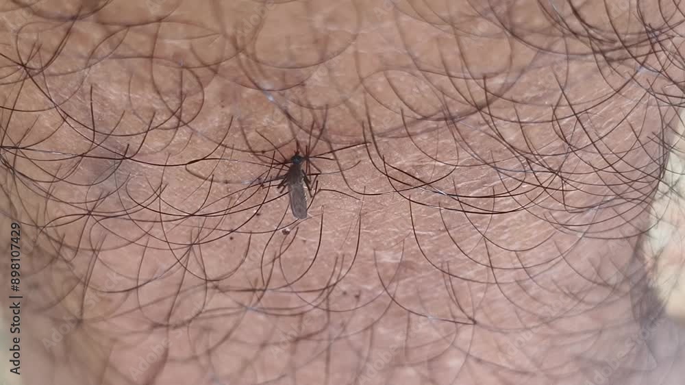 Closeup view of Aedes aegypti or Aedes albopictus female mosquito bite ...
