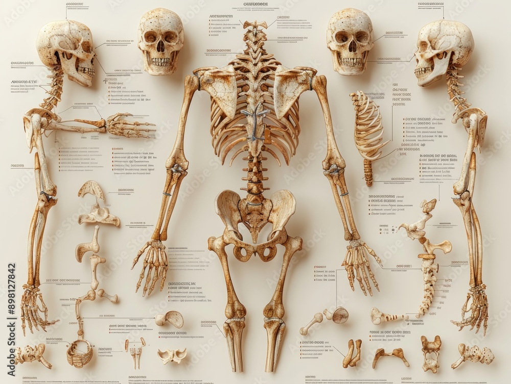 Detailed, diagram of the human skeletal system By Generated AI Stock ...