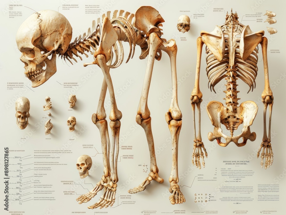 Detailed, diagram of the human skeletal system By Generated AI Stock ...
