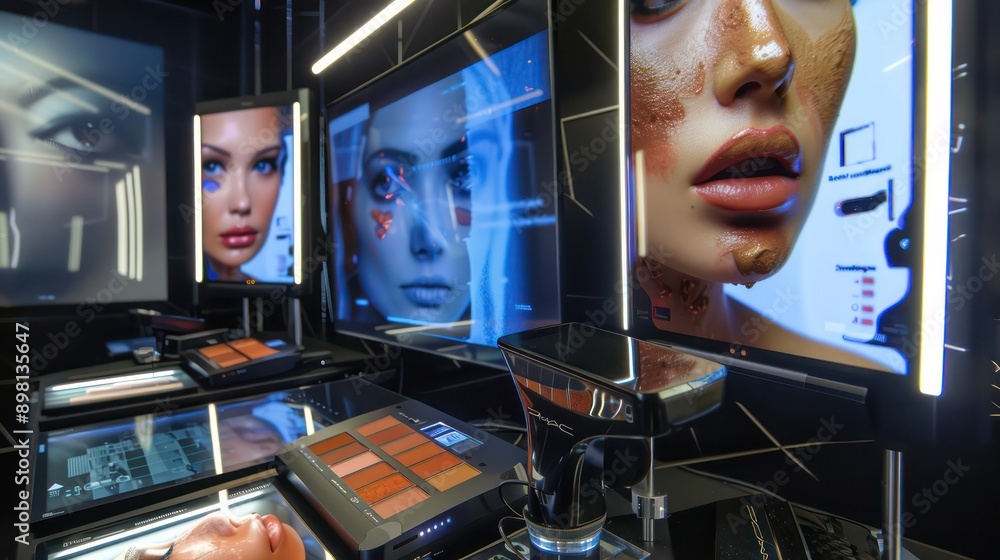 high-tech makeup studio where beauty artists use digital scanners to ...