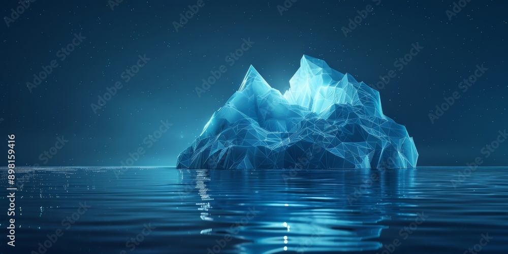 Digital Antarctic iceberg in the ocean in futuristic polygonal style on ...
