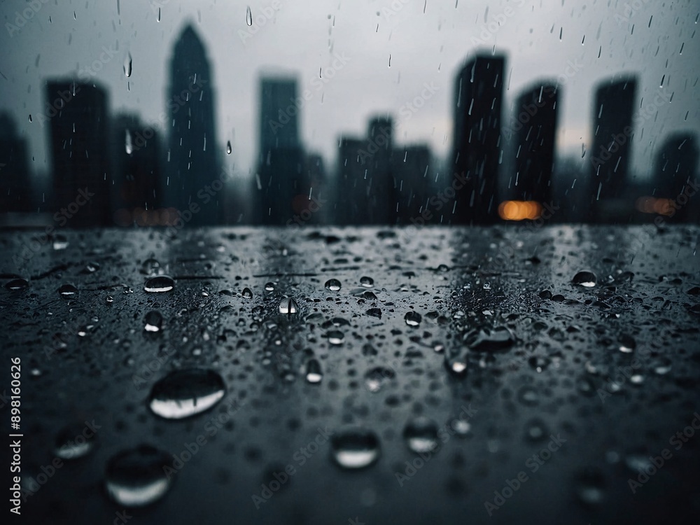 Gloomy urban rain HD wallpaper featuring window droplets with a city ...