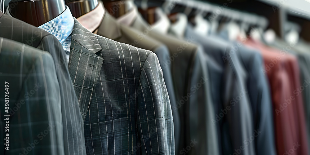 Row of mens business suits displayed neatly showcasing professional ...
