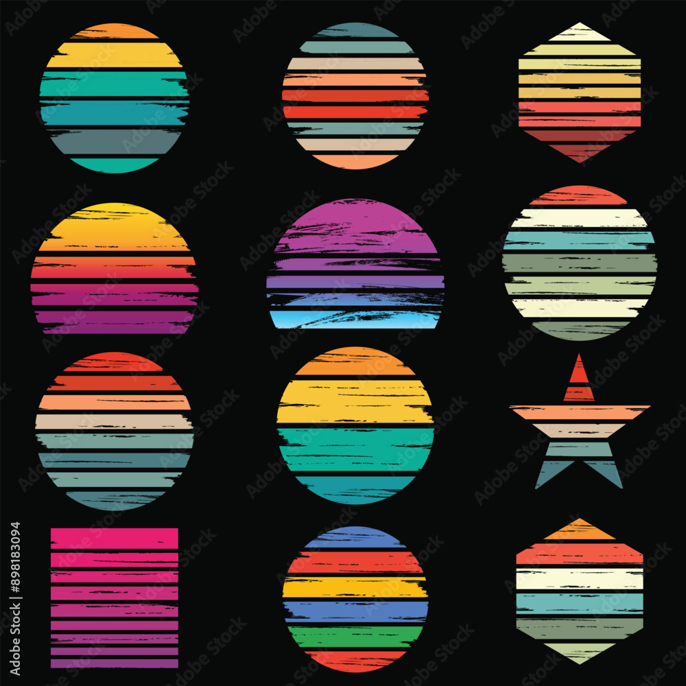 Nostalgic retro color backgrounds showcasing vintage sunset designs. A ...