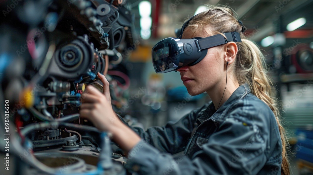 A futuristic mechanic with AR Glasses transforms traditional car repair ...
