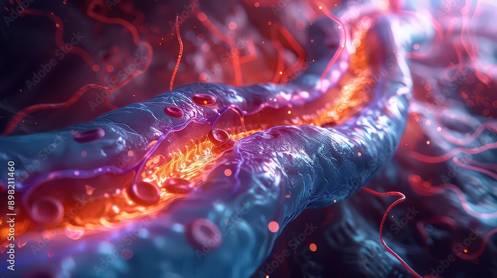 cross-sectional image of an artery showing the buildup of plaque ...