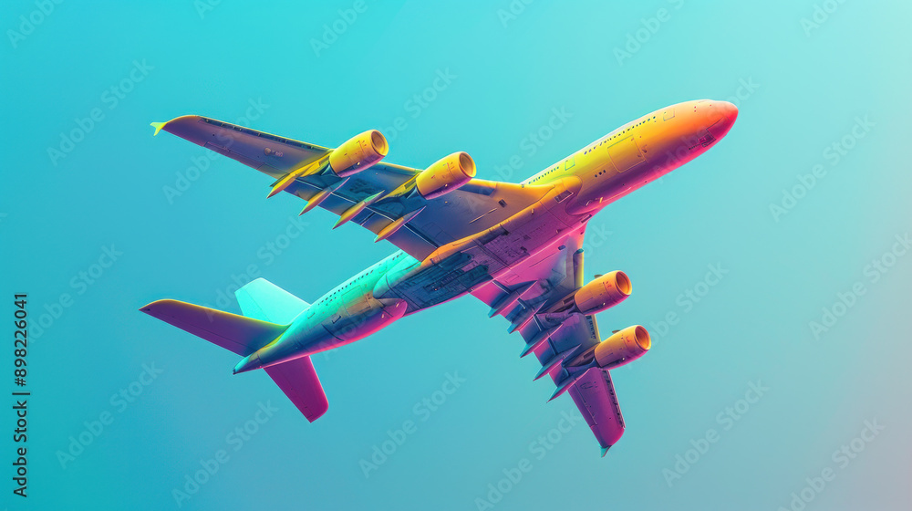 Airplane blue background. Transportation flying plane, flight. Business ...