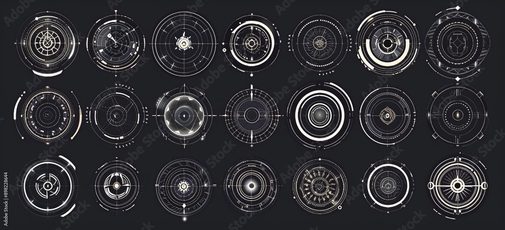 Modern Sniper Scope Aiming System. Military technology optical aim with ...