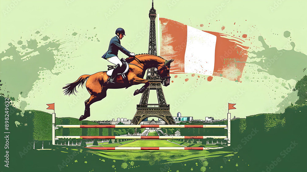 Equestrian Eventing: An illustration of a rider jumping over an ...